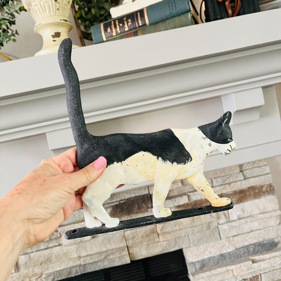 Vintage | Accents | Rare Vtg Cast Aluminum Cat Chain Link Fence Gate ...